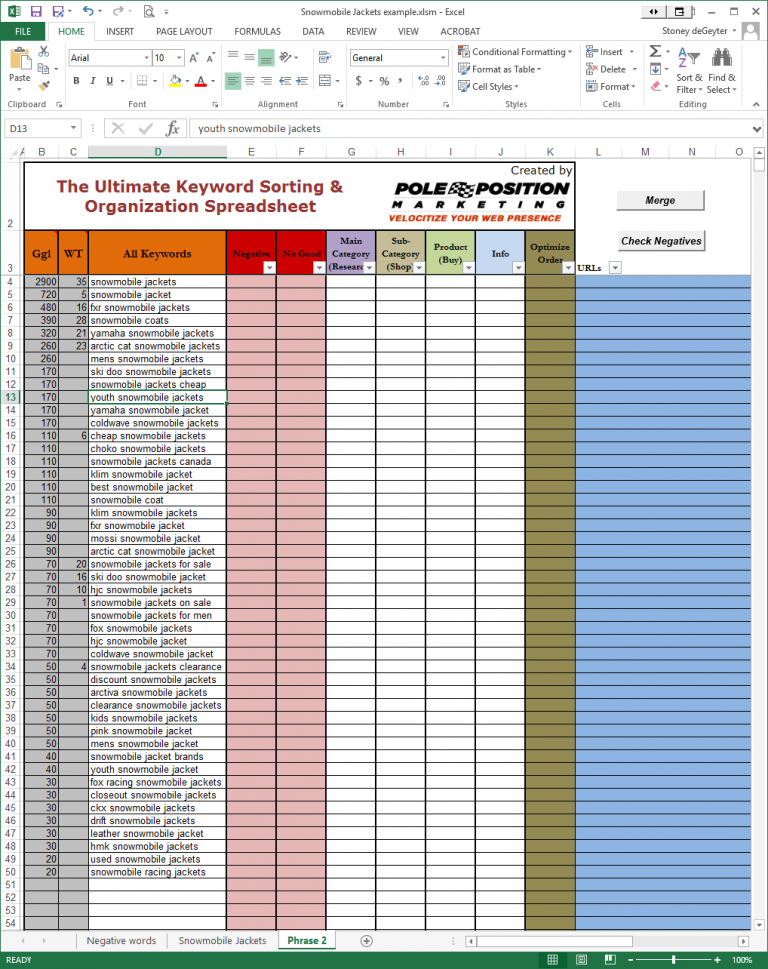 The Ultimate Keyword Sorting Spreadsheet | Pole Position Marketing